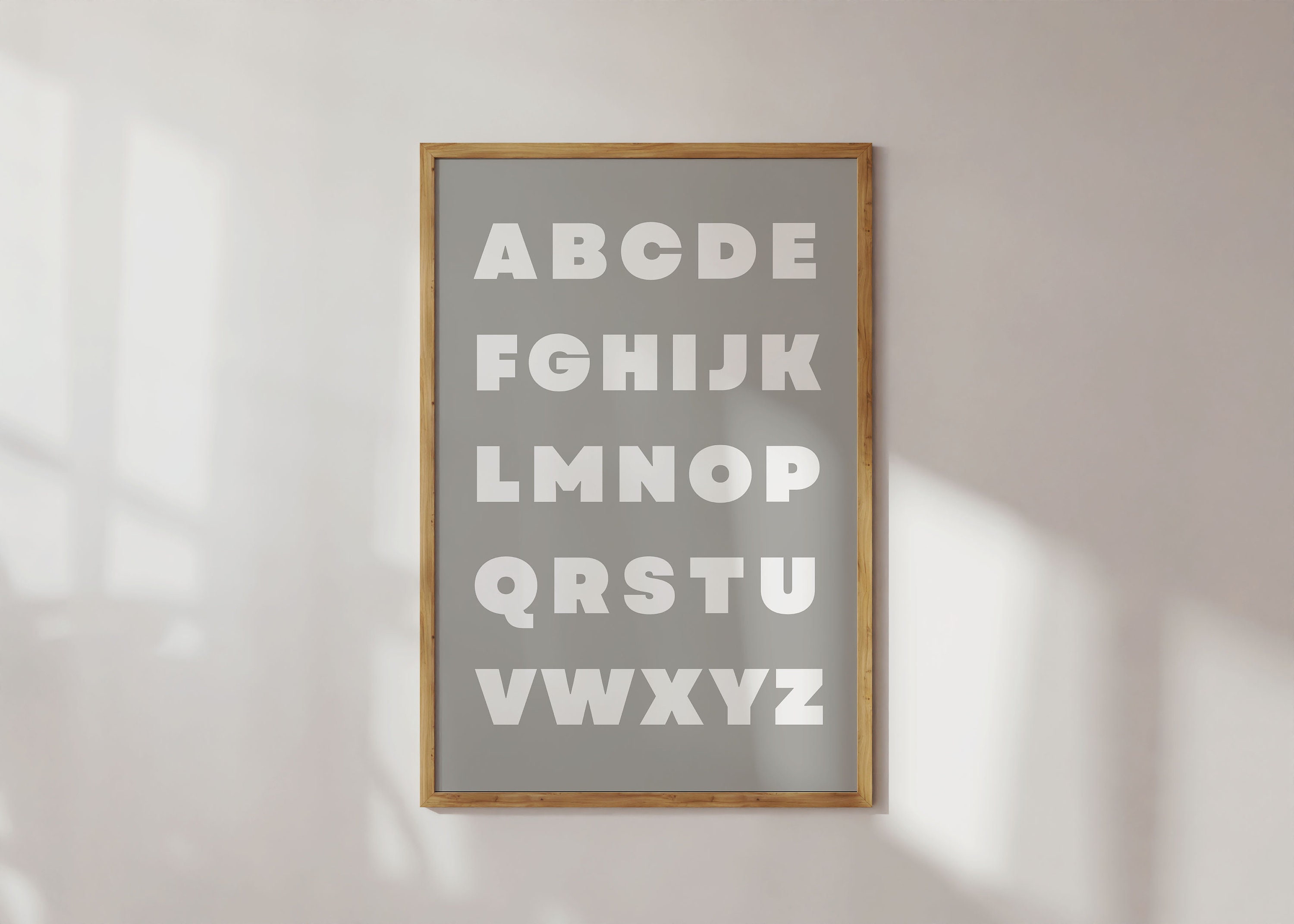 ABC Poster, Alphabet Printable, Gray and White Alphabet, Neutral ...