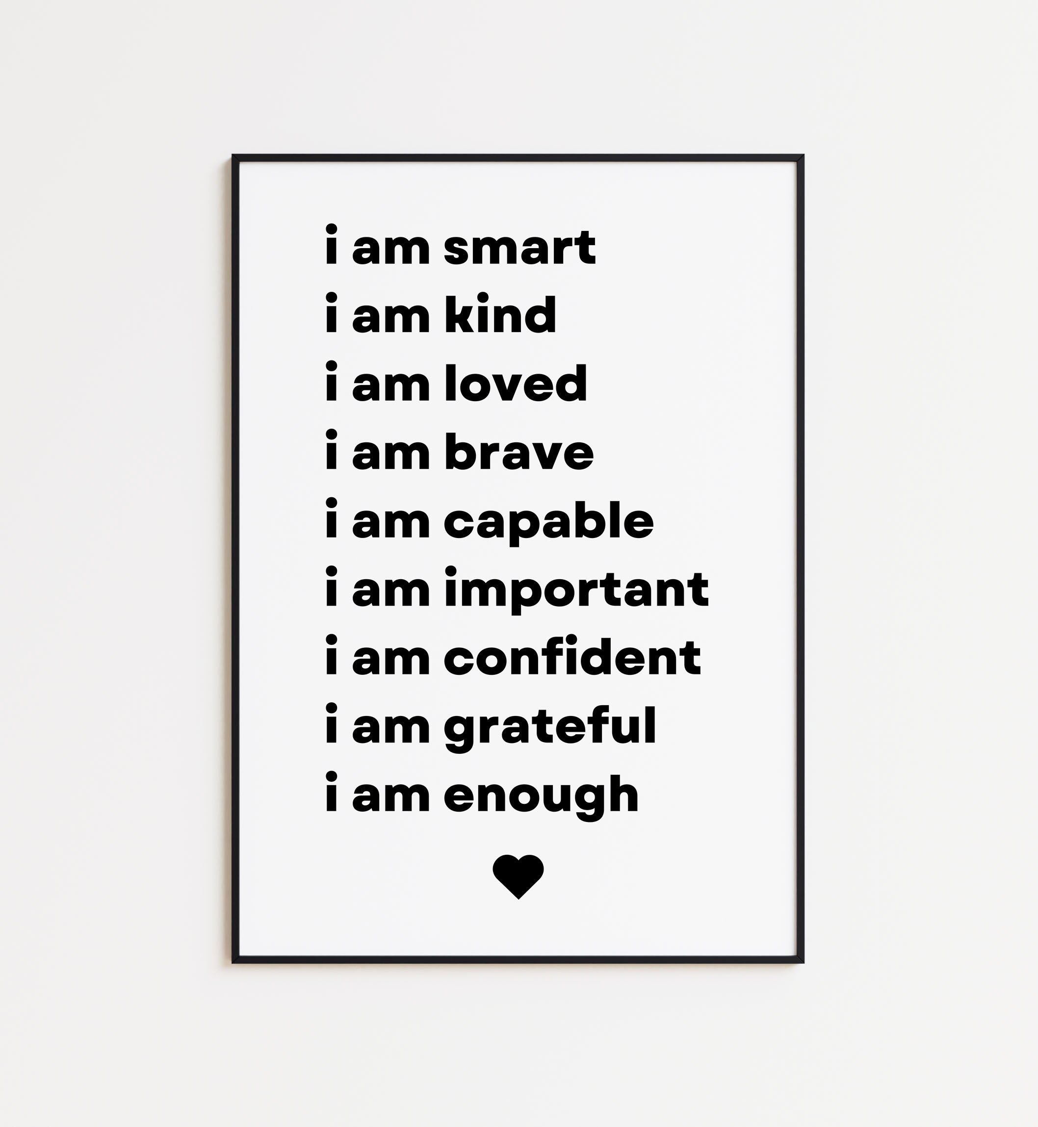 Kids Daily Affirmations Poster, Black and White Affirmations Poster ...