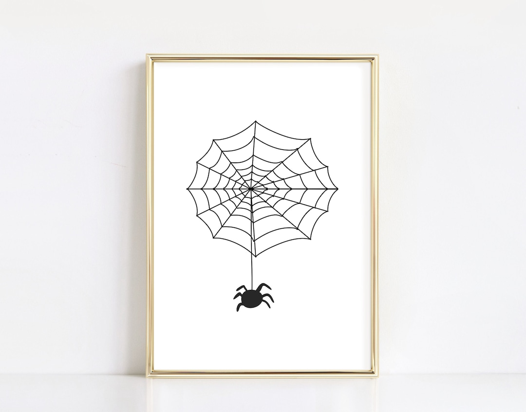 Black Spider and Web Print, Halloween Printable, Halloween Print, Cute ...