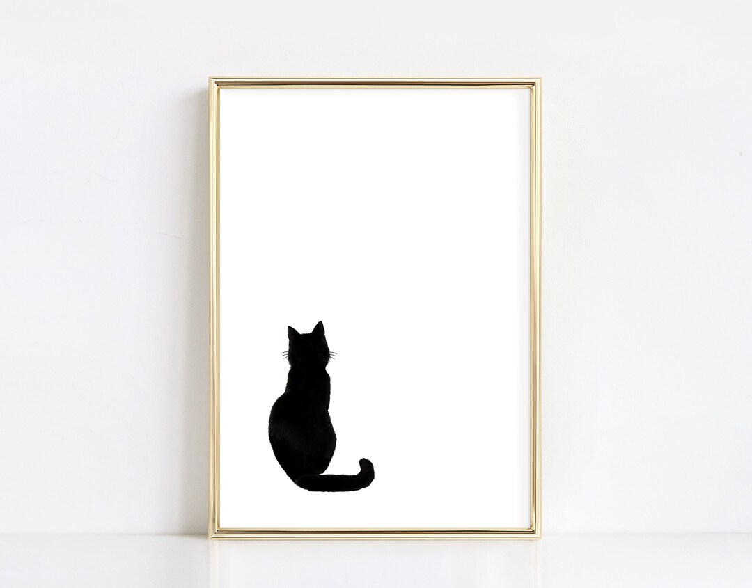 Black Cat Silhouette Printable, Halloween Decor, Halloween Prints, Cute ...
