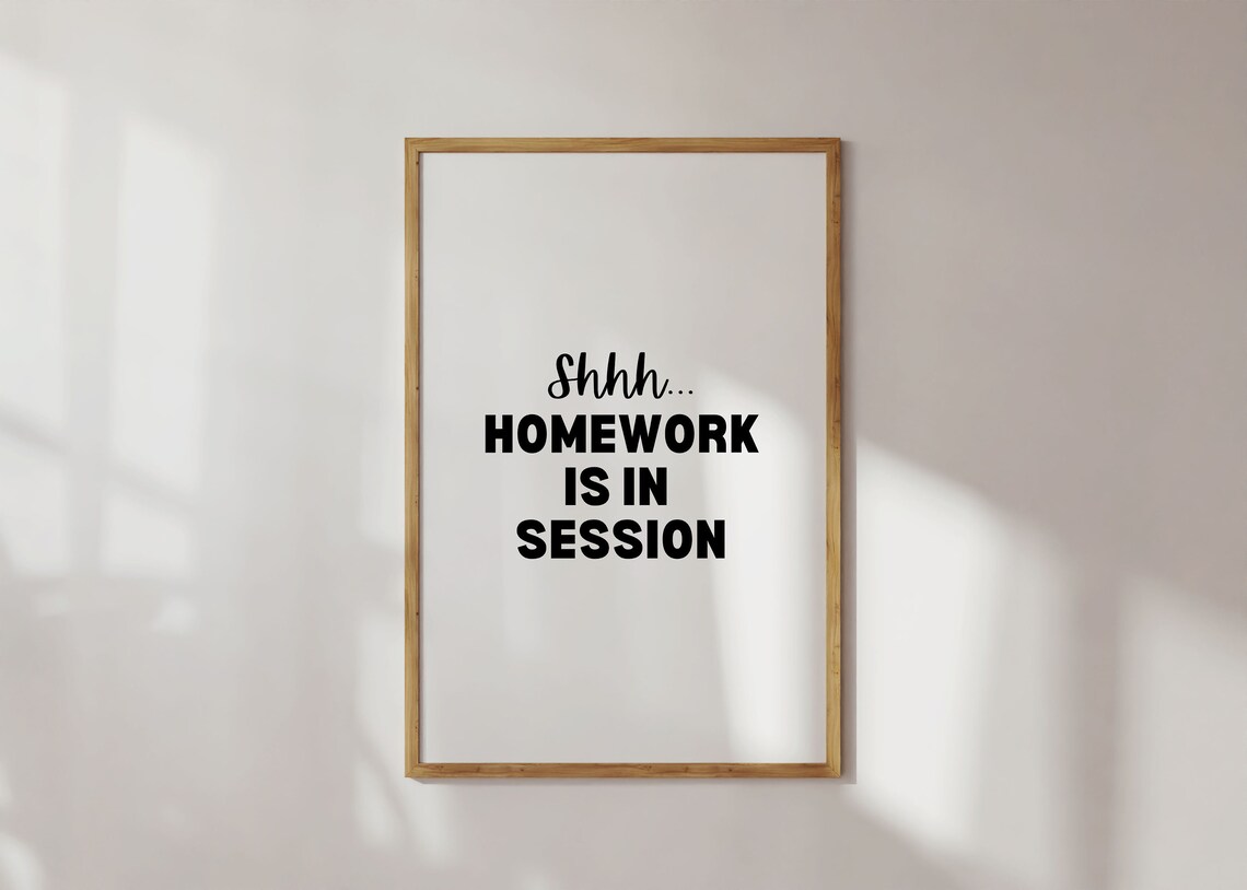Homework Sign, Homeschool Classroom Printable, Kids Homework Poster ...