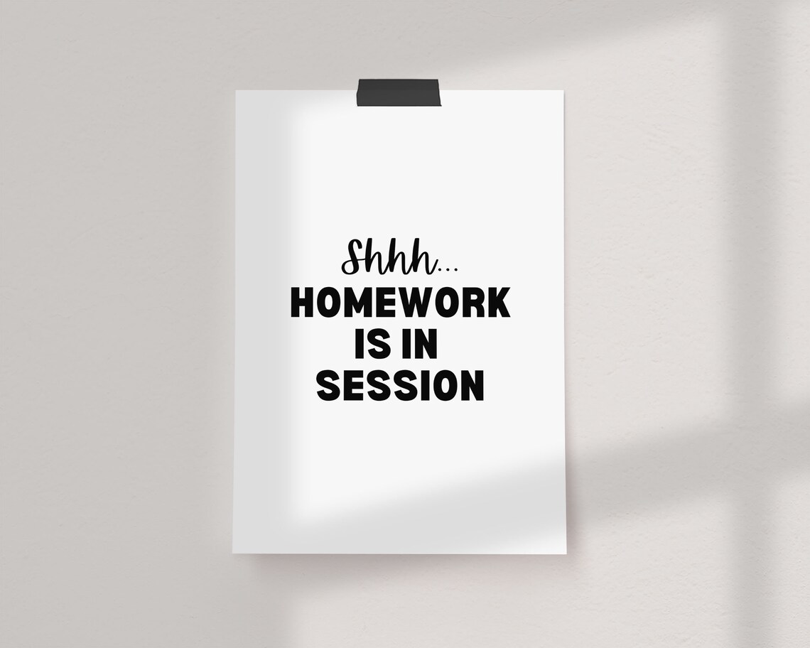 Homework Sign, Homeschool Classroom Printable, Kids Homework Poster ...