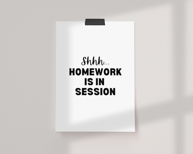 Homework Sign, Homeschool Classroom Printable, Kids Homework Poster ...
