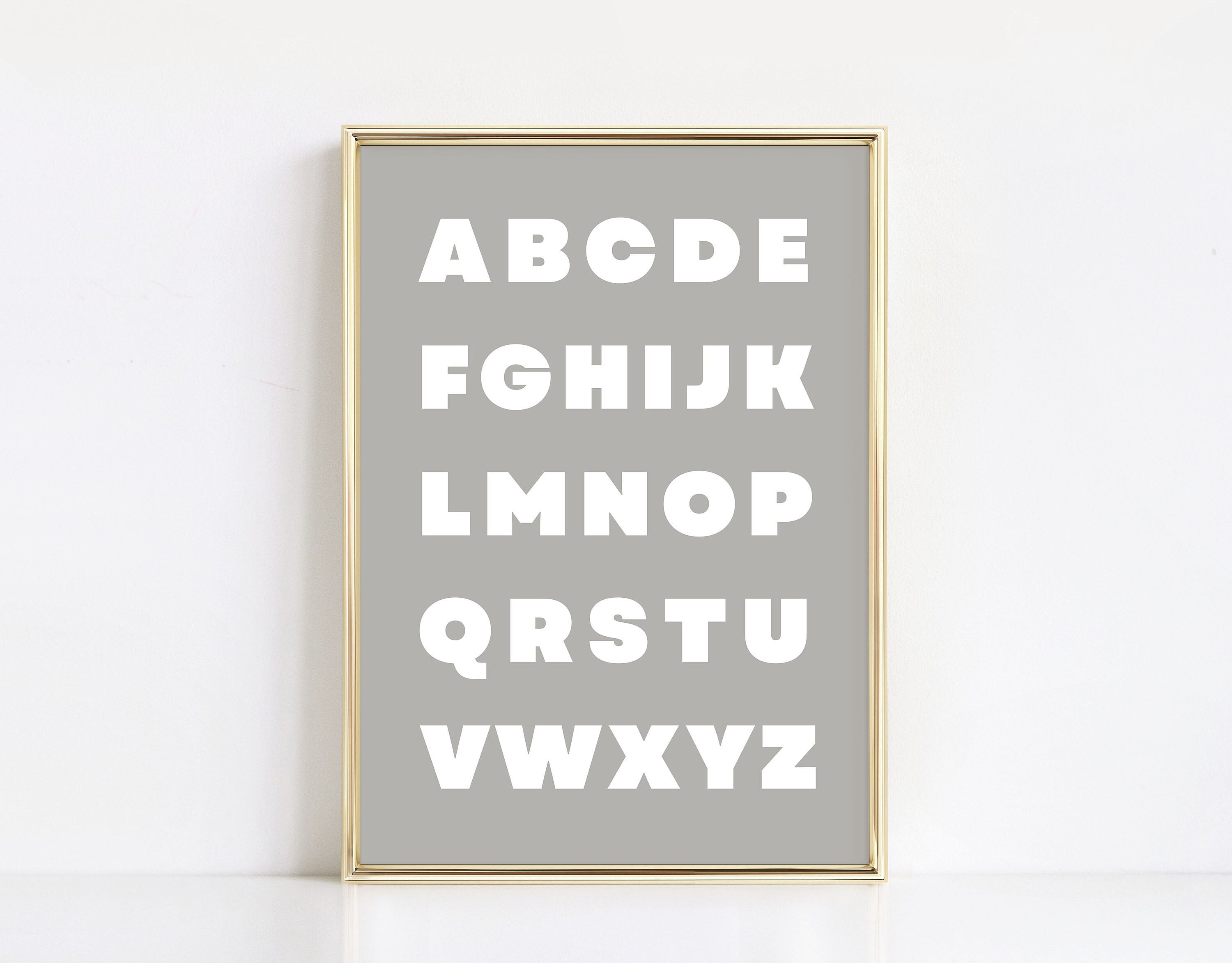 ABC Poster, Alphabet Printable, Gray and White Alphabet, Neutral ...