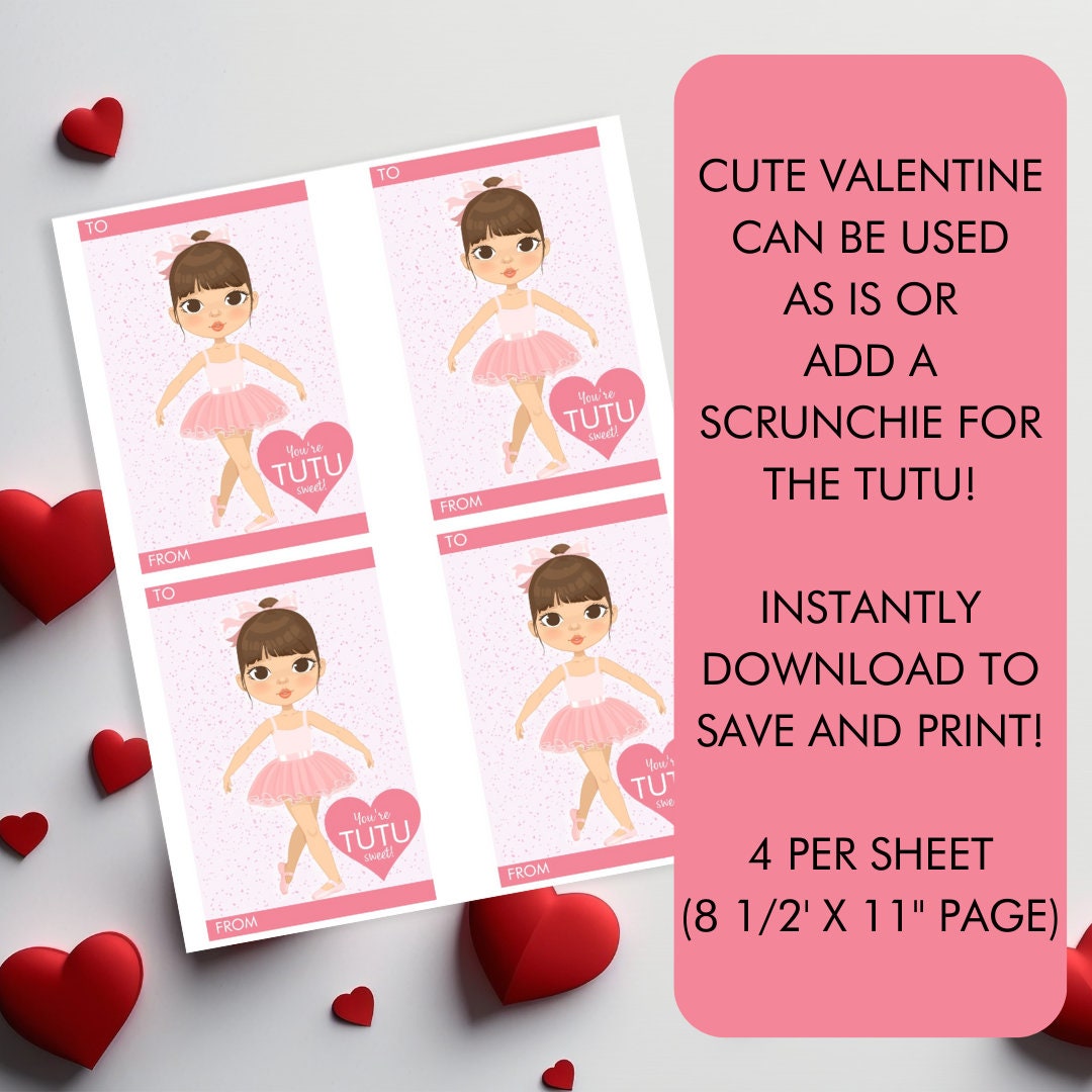 You're TUTU Sweet Valentine and Scrunchie Holder Printable - Etsy