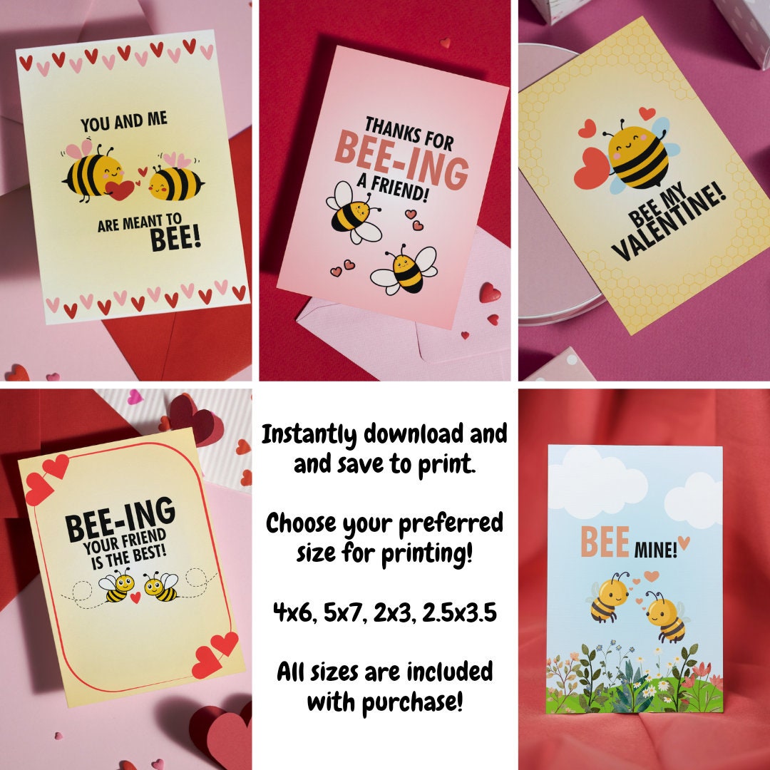 Bee Valentines-printable, Instant Download - Etsy