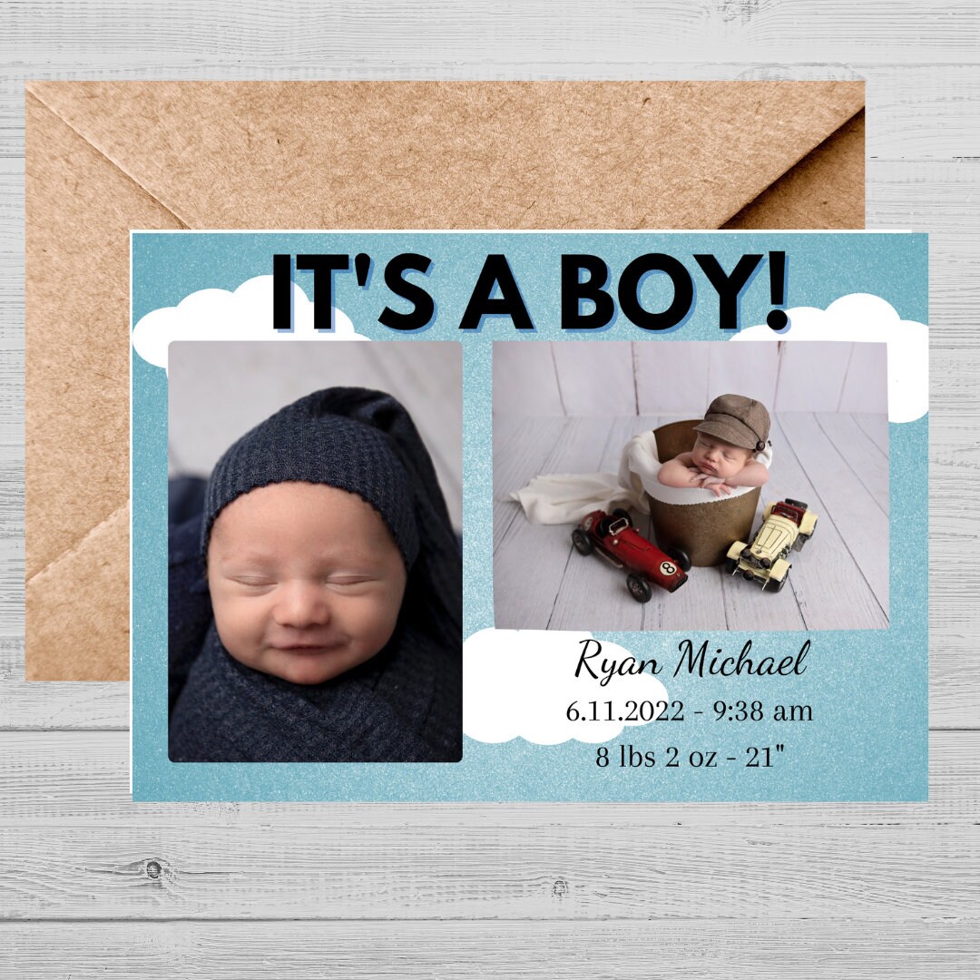 Baby Boy Card Template - Etsy