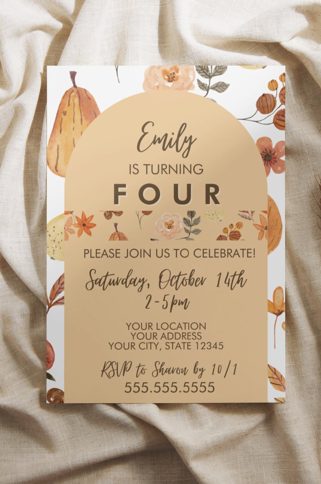 Fall Themed Birthday Invitation Template for Any Age - Etsy