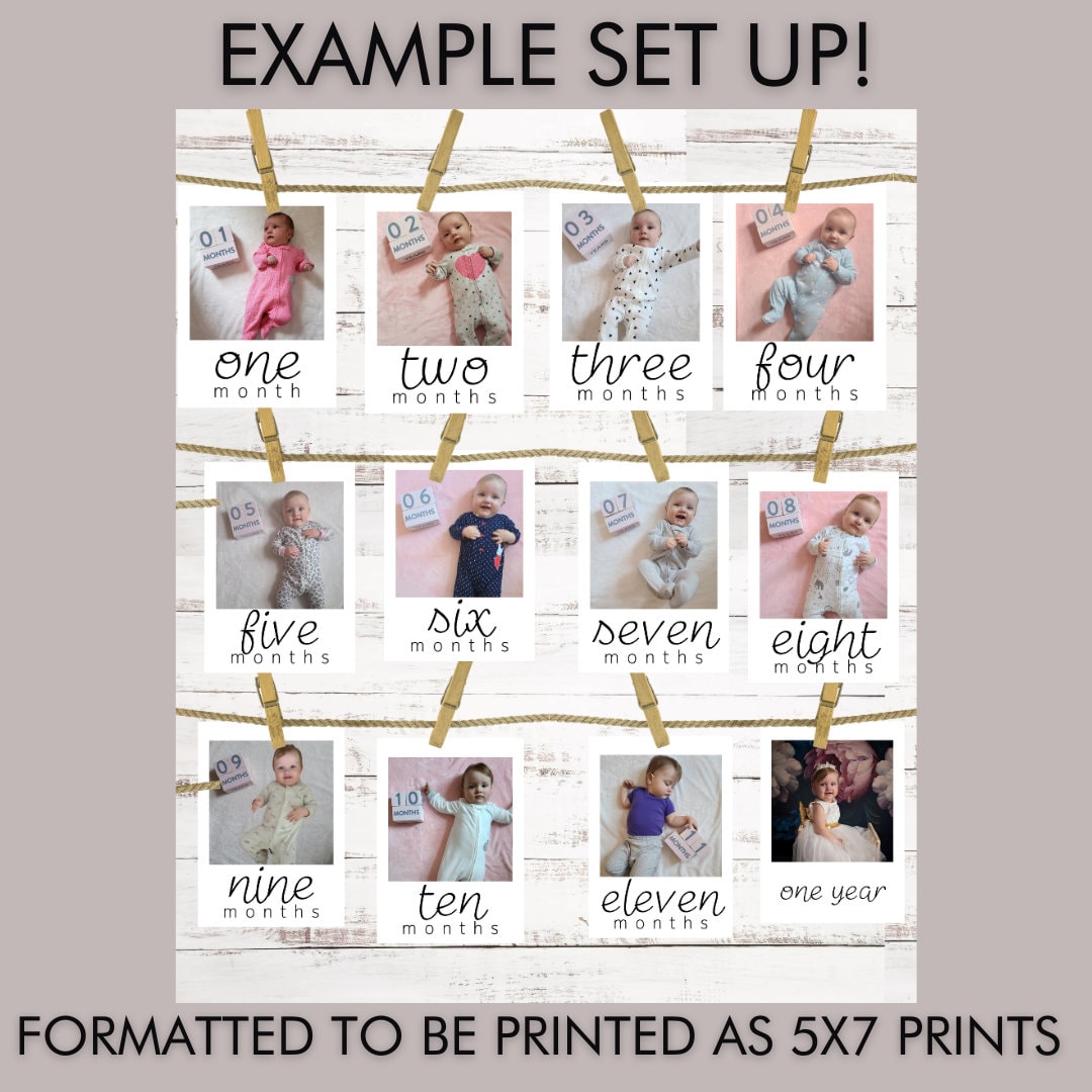 Minimalistic Milestone Frames Template for First Birthday - Etsy