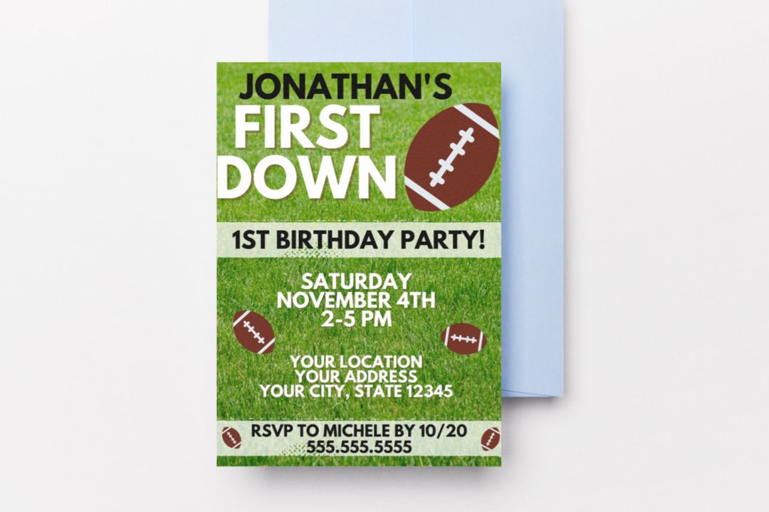 First Down First Birthday Party Invitation Template - Etsy