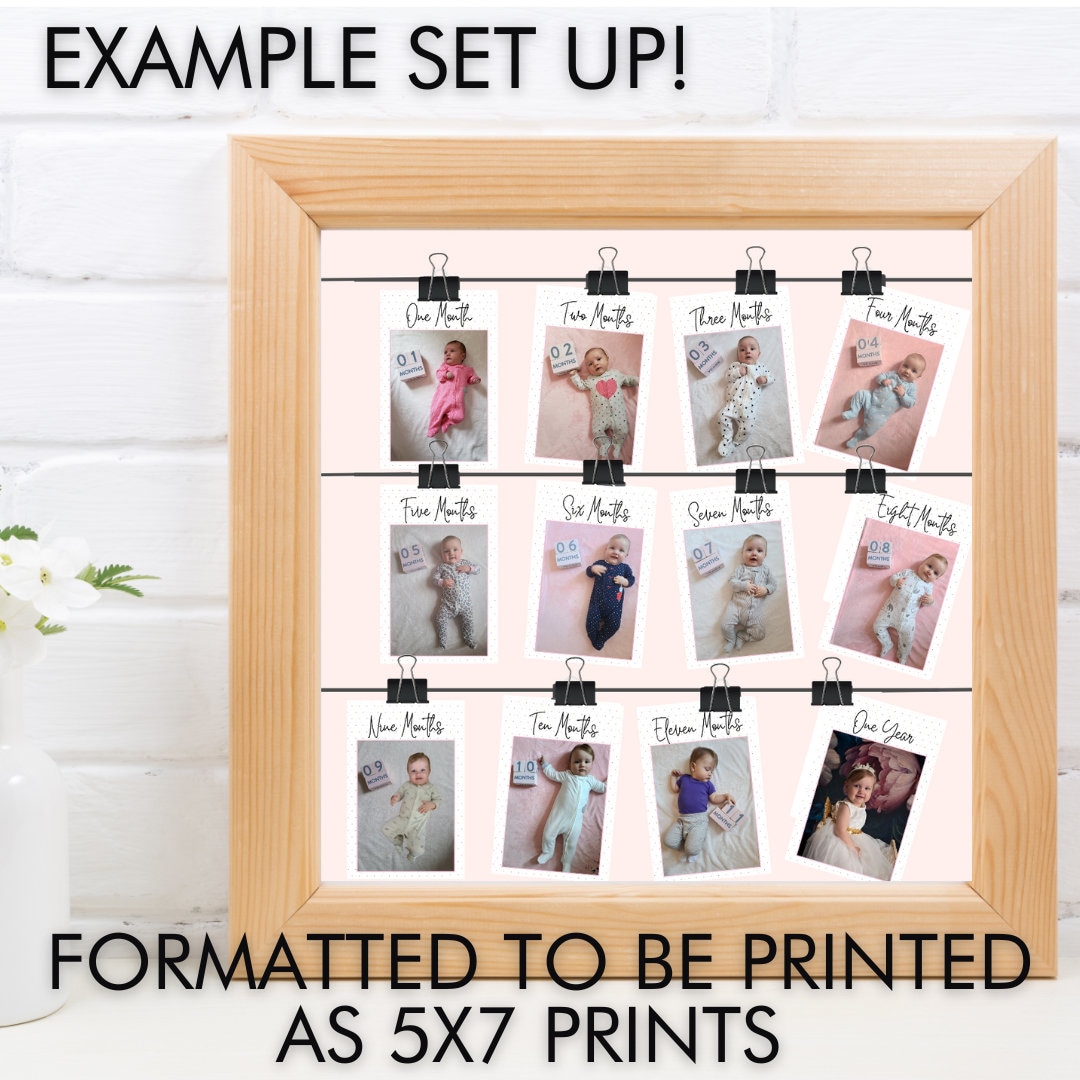 Polka Dot Milestone Frame Template for First Birthday - Etsy