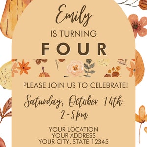 Fall Themed Birthday Invitation Template for Any Age - Etsy