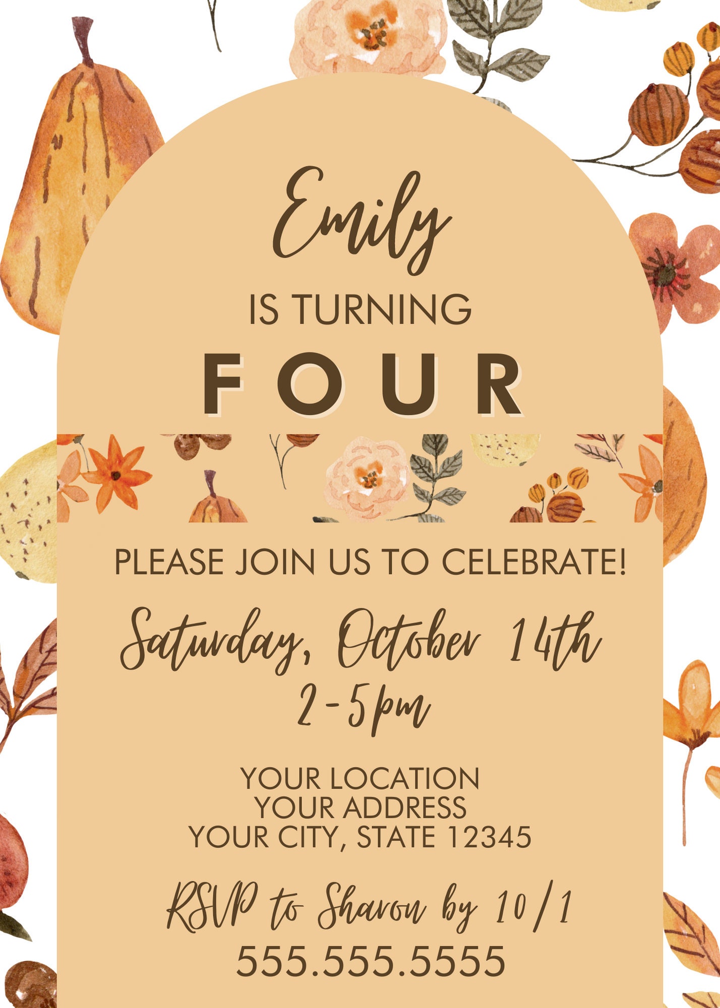 Fall Themed Birthday Invitation Template for Any Age - Etsy