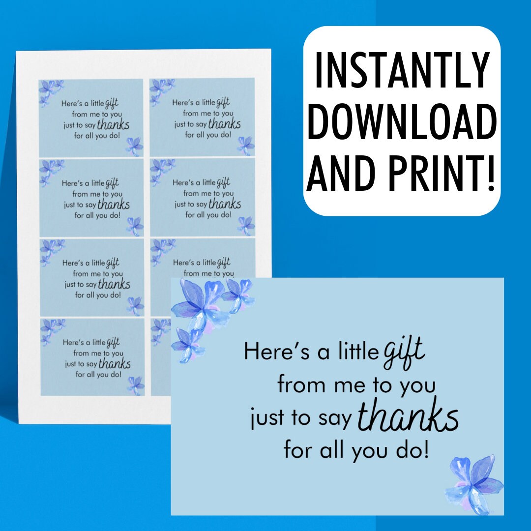Printable Thank You Notes- Blue Watercolor Flowers - Etsy