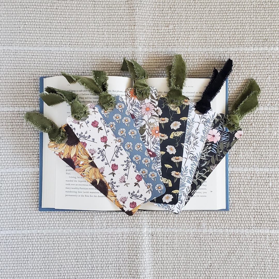 Botanical Floral Handmade Bookmarks With Velvet Ribbon - Etsy
