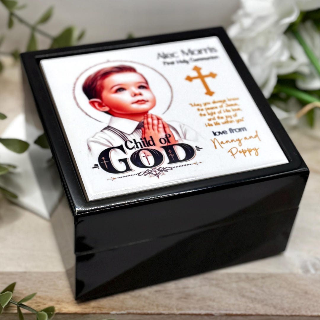 First Holy Communion Keepsake Box for Boys | Great Personalised First ...