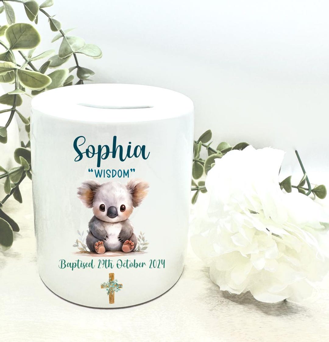 Personalized Koala Ceramic Money Box | Australiana Baptism Gift - Etsy