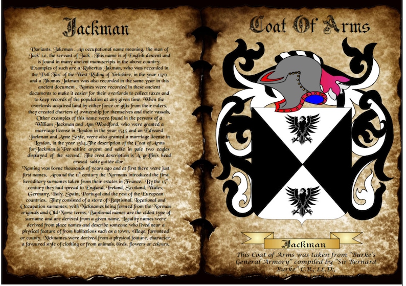 Coat of Arms Laminated Certificate - Over 100,00 Names Available ...