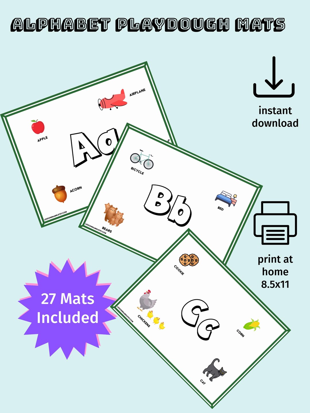 Alphabet Playdough Mats Homeschool Activities Preschool Toddler ...