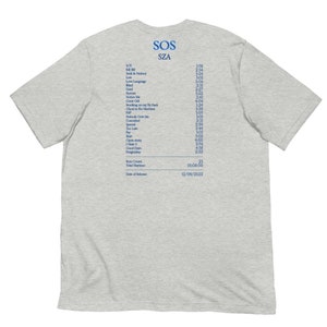 SZA SOS Tracklist Short-sleeve T-shirt | Album Tee Shirt | Merch - Etsy