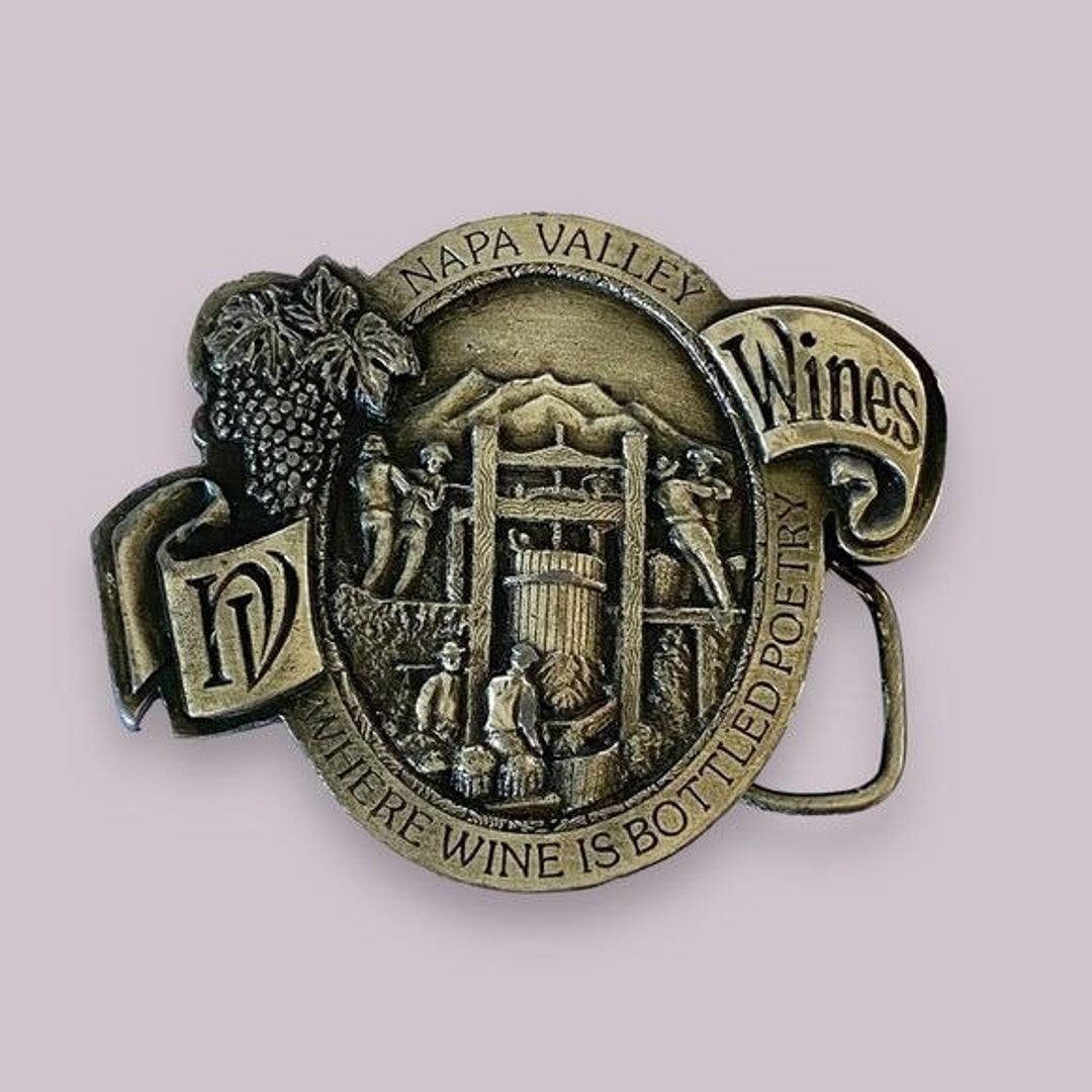 Vintage 1976 Napa Valley Wines Where Wine is Bottled Poetry Belt Buckle ...