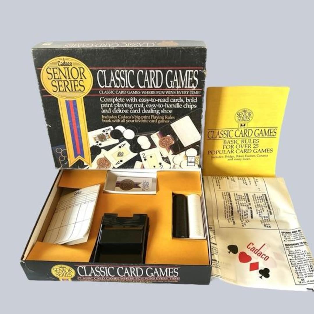 Vintage Classic Card Games Senior Series -cadaco 1991 Cards Chips Mat ...