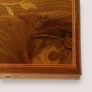 Vintage Inlaid Wood Mosaic Footed Floral Music Box Made in Italy 10.5 X ...