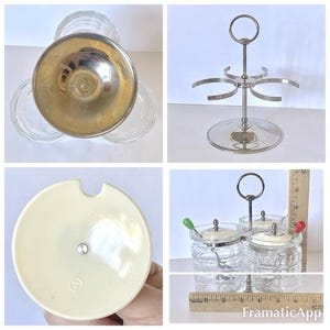 Condiment Server 3 Jars, Bakelite Lids, Spoons & Cradle Jam Jelly ...