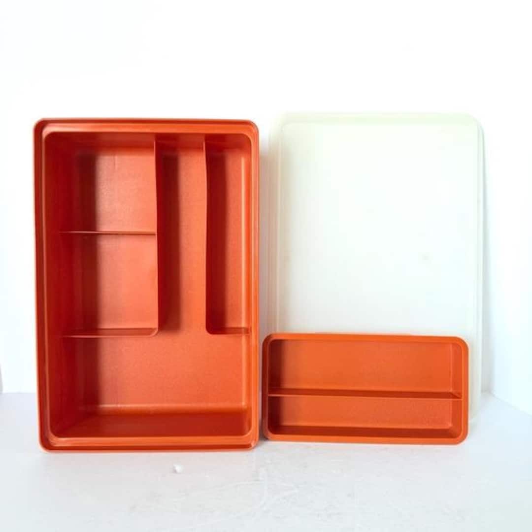 Vintage Tupperware Tuppercraft Hobby Organizer Box Retro Orange ...