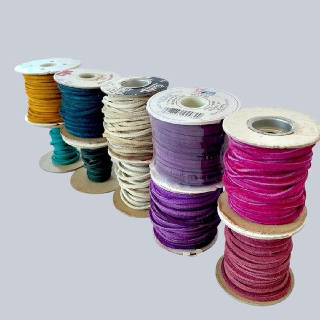 Huge Lot Vintage 100% Suede Leather Lacing Spools New/used Tandy ...