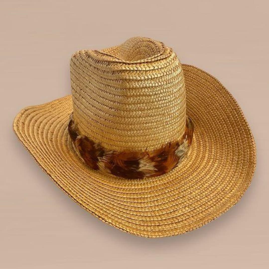Levi’s Vintage Tall Crown Straw Cowboy Western Hat Feather Band - Etsy