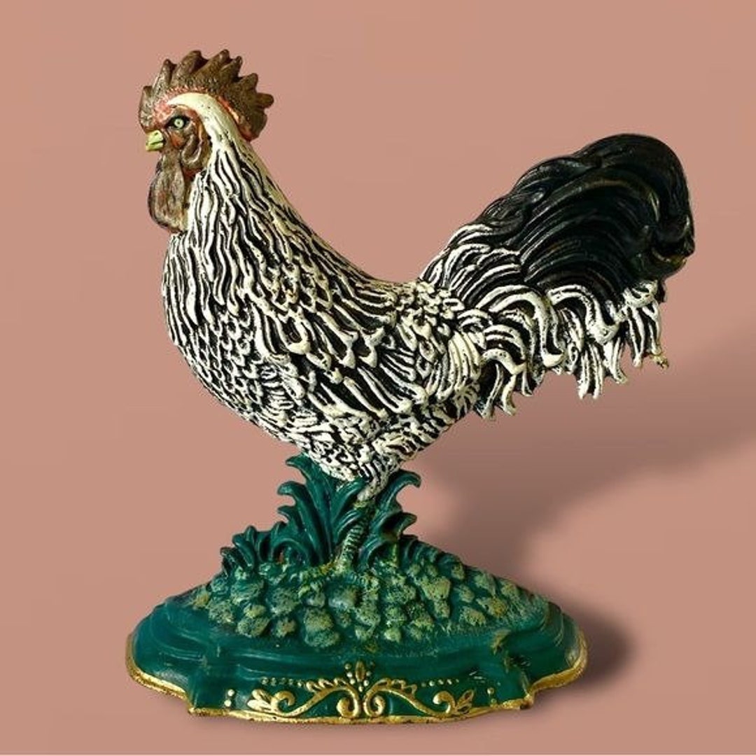 Vintage Cast Iron Rooster Door Stop Large Heavyweight Farmhouse Decor ...
