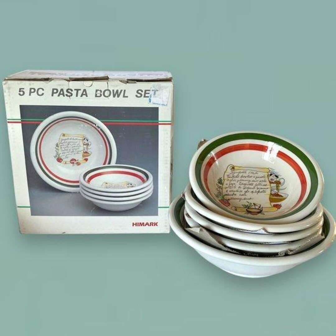 New in Box Vintage Himark 5pc Pasta Bowl Set Made in Italy Pasta Works ...