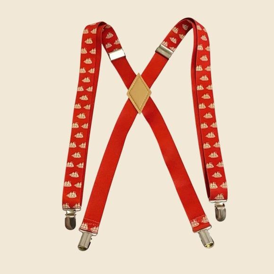 Vintage Old Spice Red Clipper Ship Adjustable Elastic Suspenders Braces ...