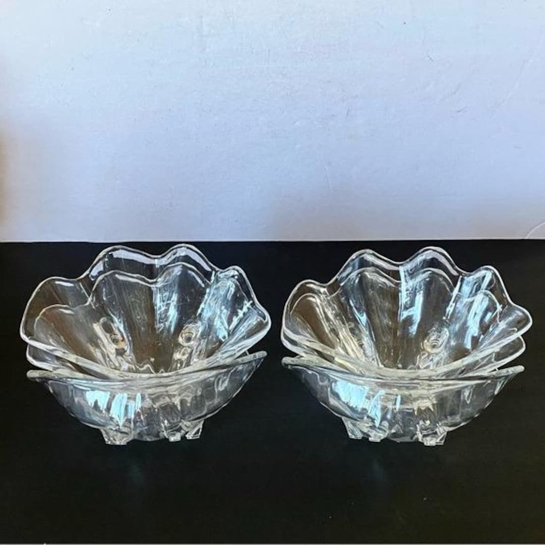 Large Acrylic Clam Shell Bowls Set of 6 Clear Lucite Giant Scallop ...