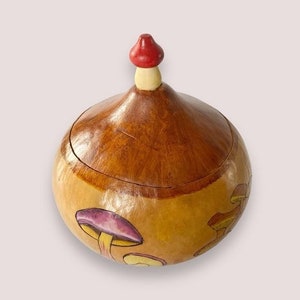 Vintage Handmade Painted Mushroom Gourd Trinket Box - Etsy