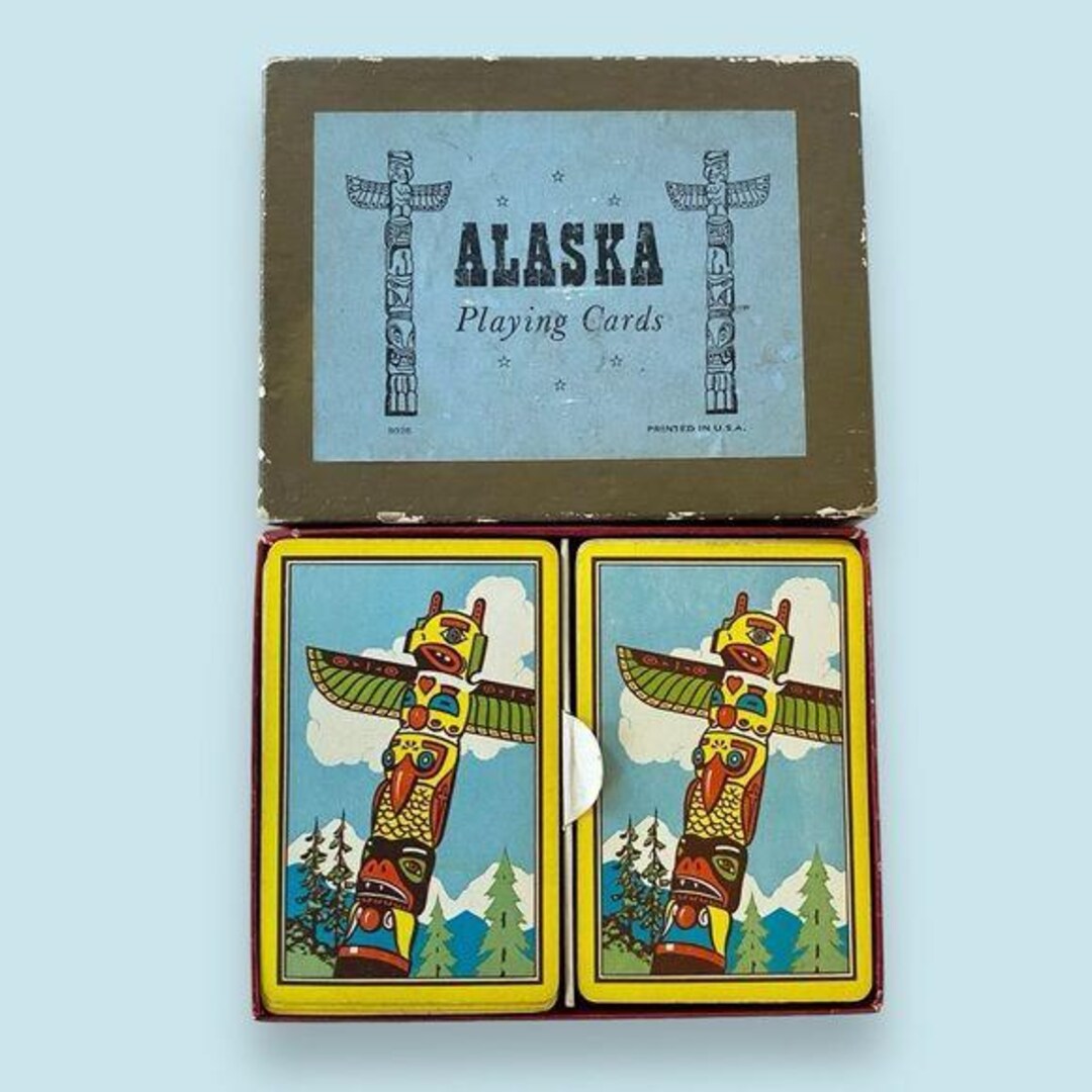 1940's Vintage Alaska Totem Pole Double Deck Canasta Playing Cards ...