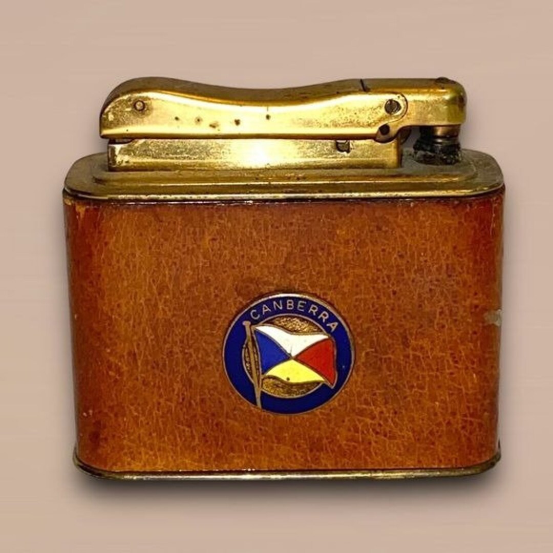 Vintage Ibelo Monopol Tabletop Desk Lighter Leather Wrapped Canberra ...