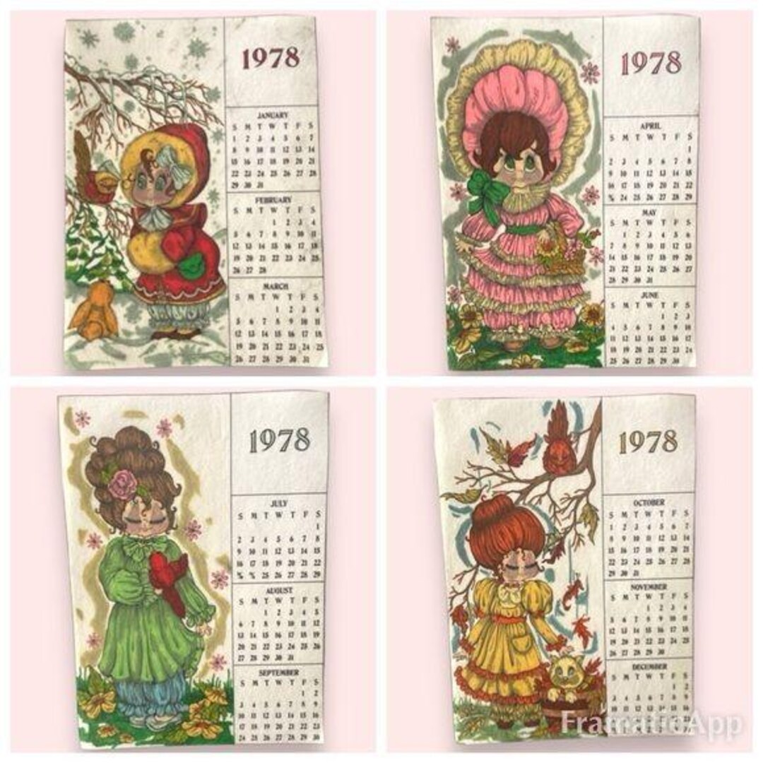 1978 Set of 4 Vintage Painted Felt Cloth Seasonal Calendars - Etsy