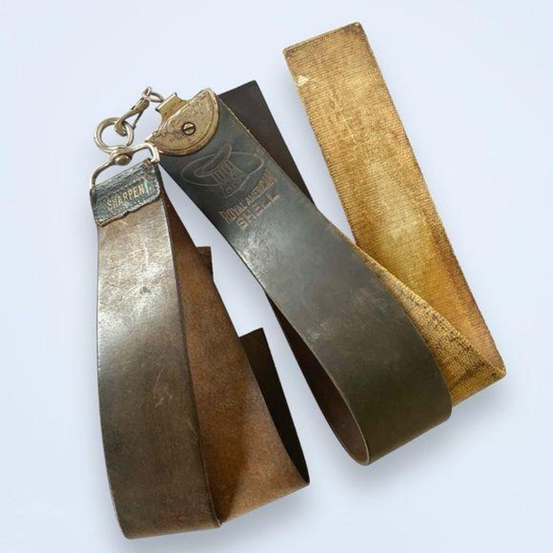 Barber Razor Strops Set of 2 Vintage 2-piece Leather Strops Sharpen ...