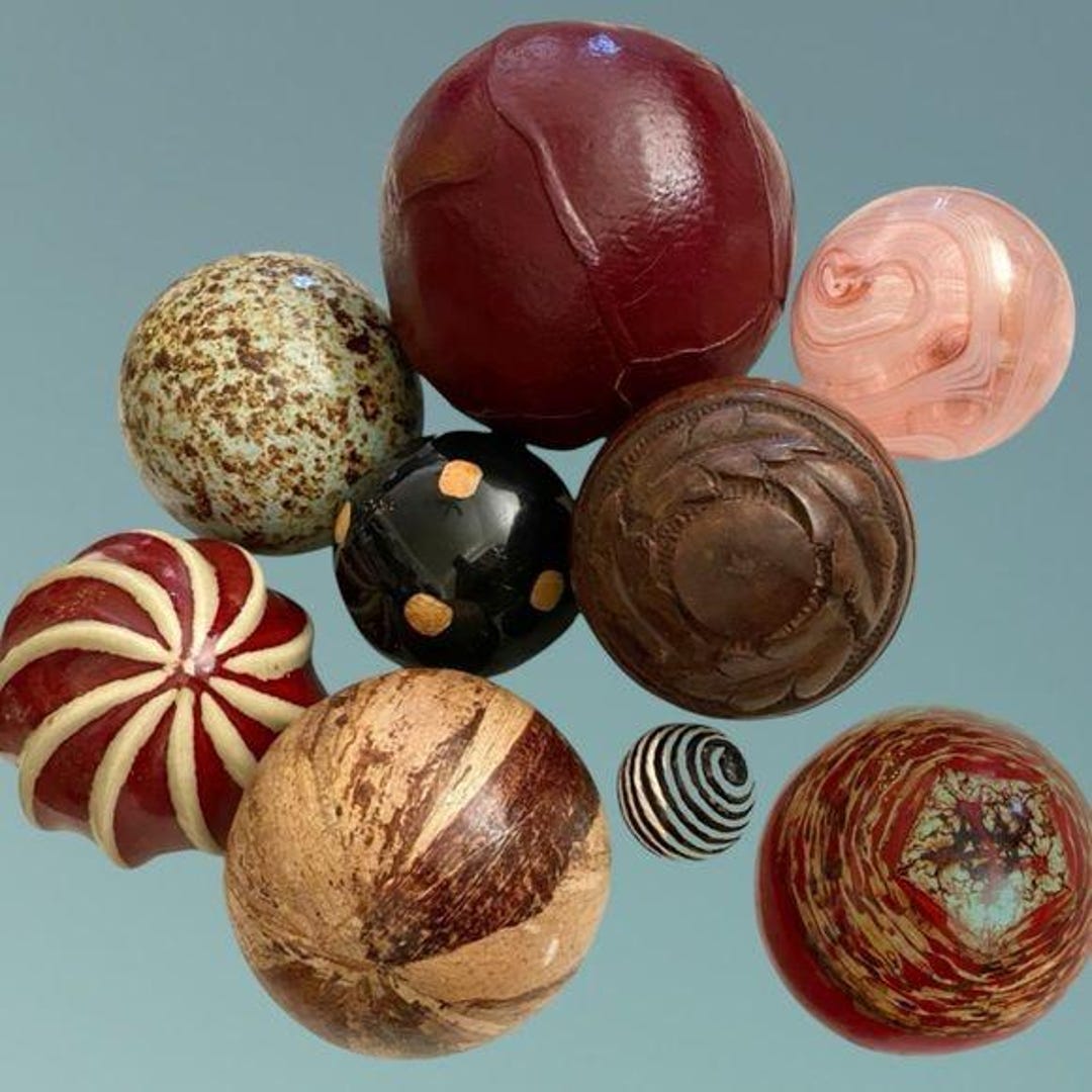 Decorative Spheres Set of 9 Leather Ceramic Wood Glass Assorted ...