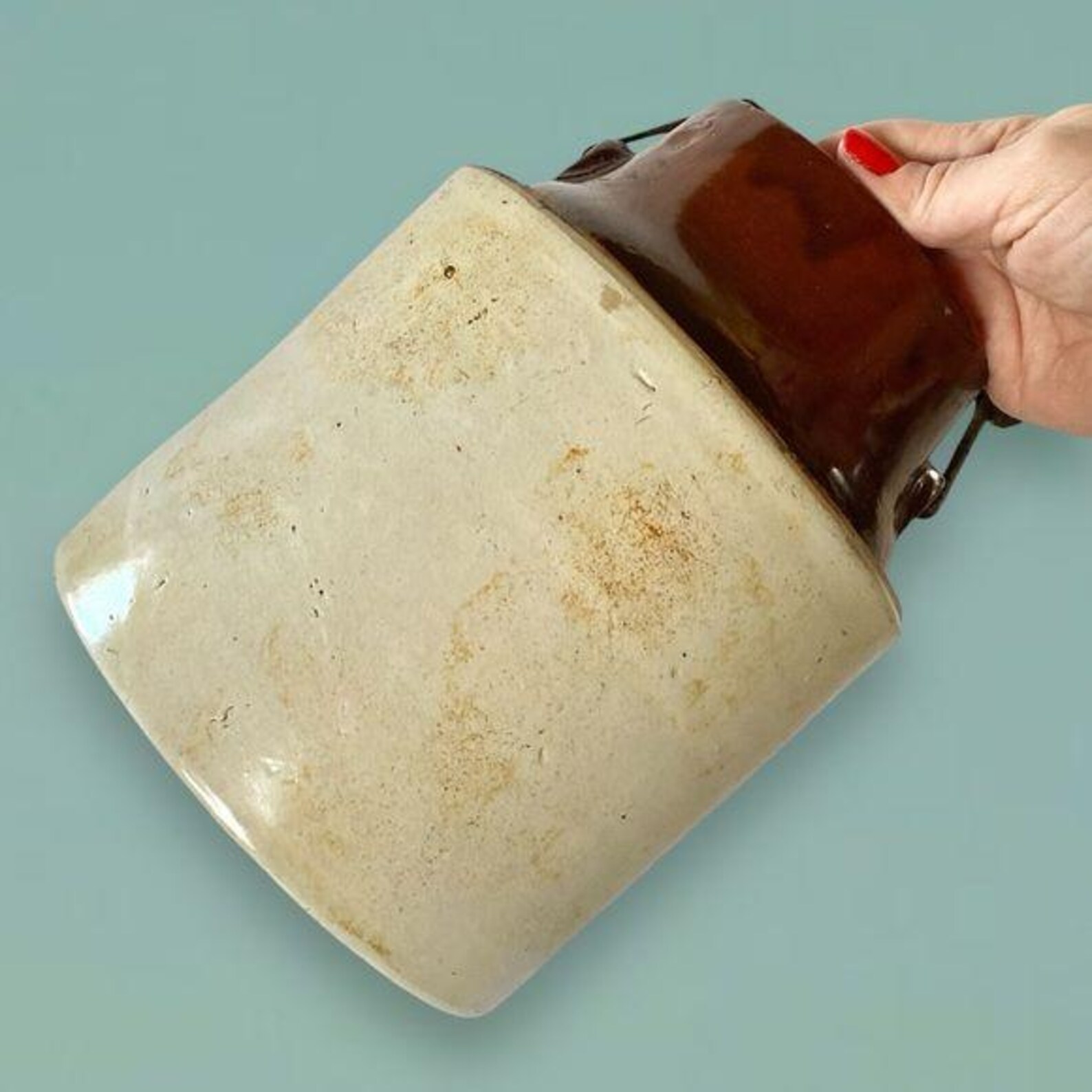 Antique Stoneware Canning Crock - 8.75" Snap Lock Bail Wire - Etsy