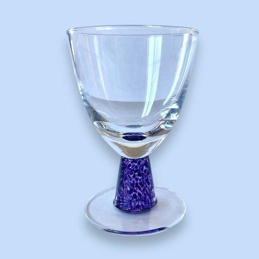 Vintage Denby Storm Water Goblet Blown Glass Purple Stem - Etsy