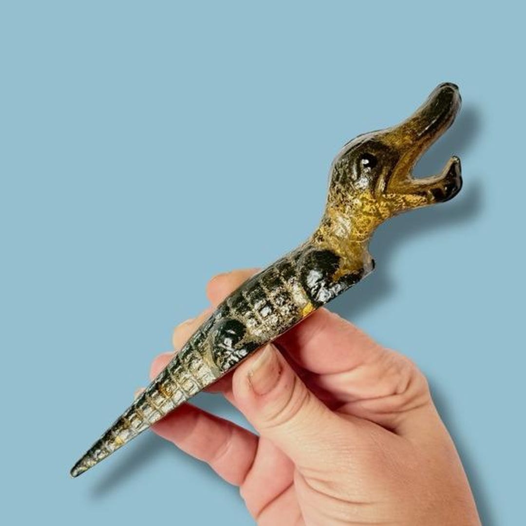 Vintage Mid Century Cast Iron Hand-painted Alligator Bottle Opener – 7 ...