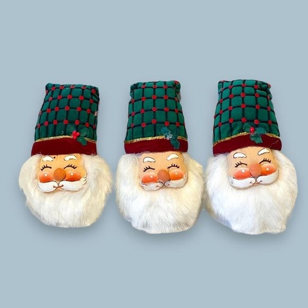 Vintage Hand Painted Cloth 6” Santa Ornaments Set of 3 - Etsy