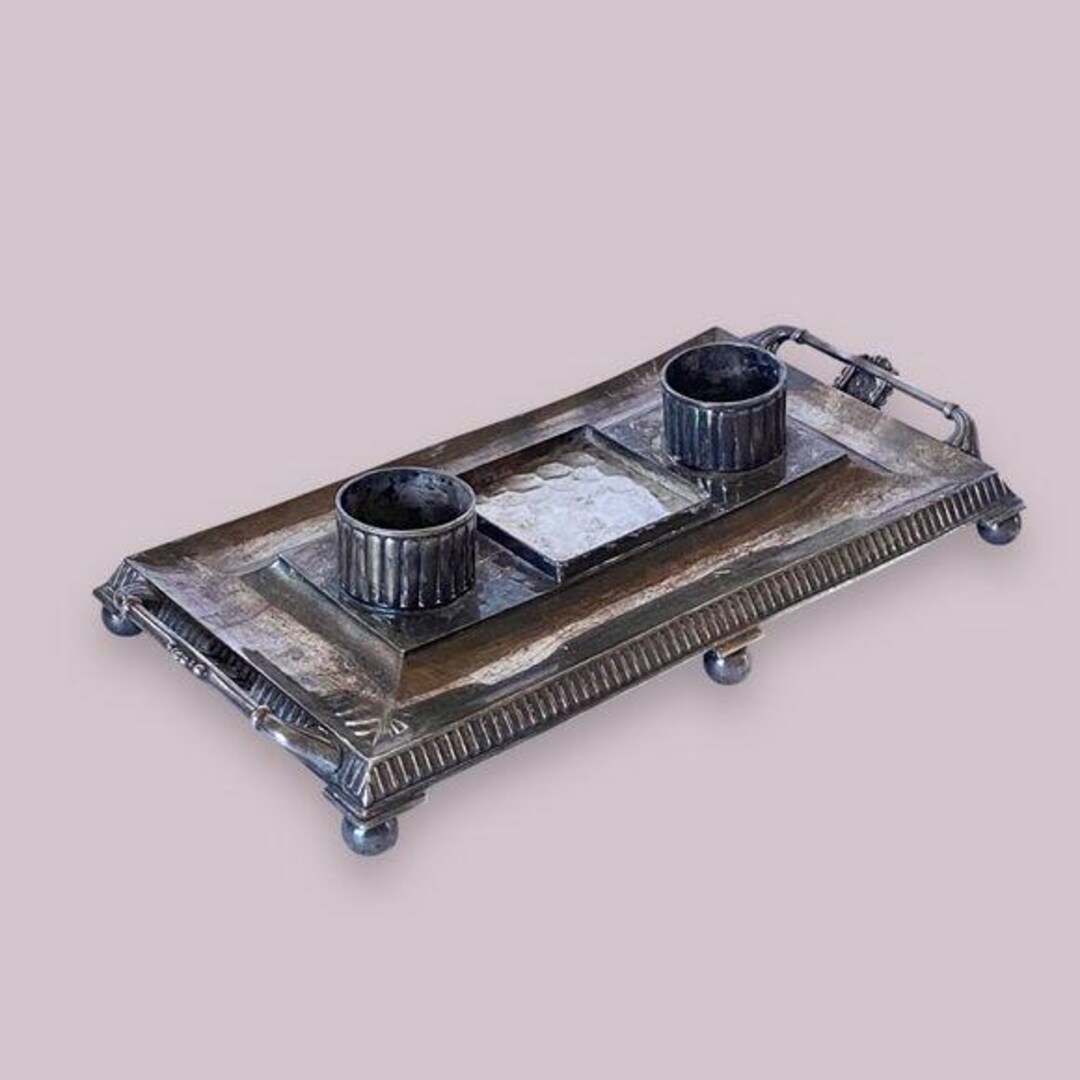 Antique Fairpoint Mfg Quadruple Plate Silver Plate Inkwell Tray Art ...