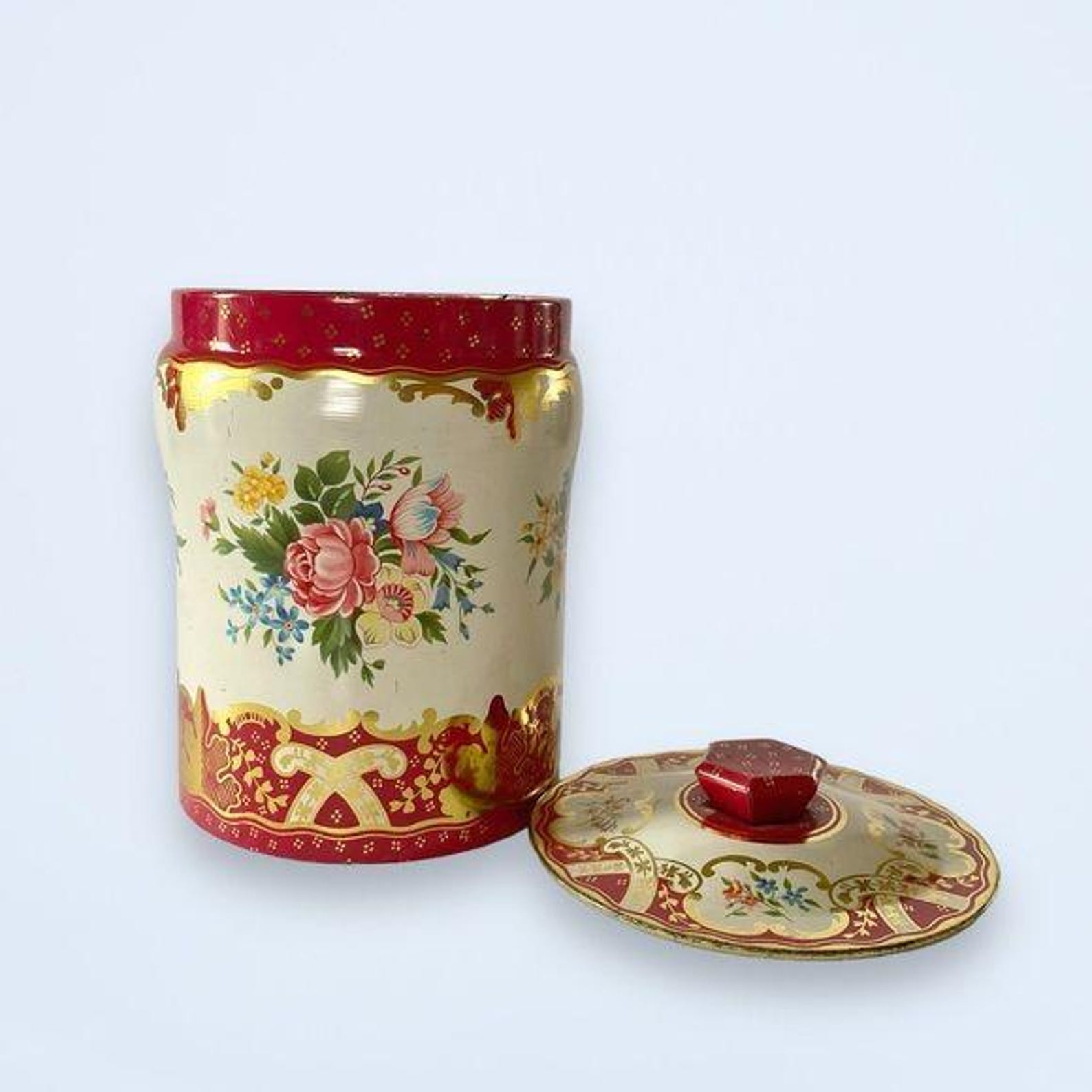 George Horner & Co Vintage Lidded Floral Tin Made in England 6.5 - Etsy