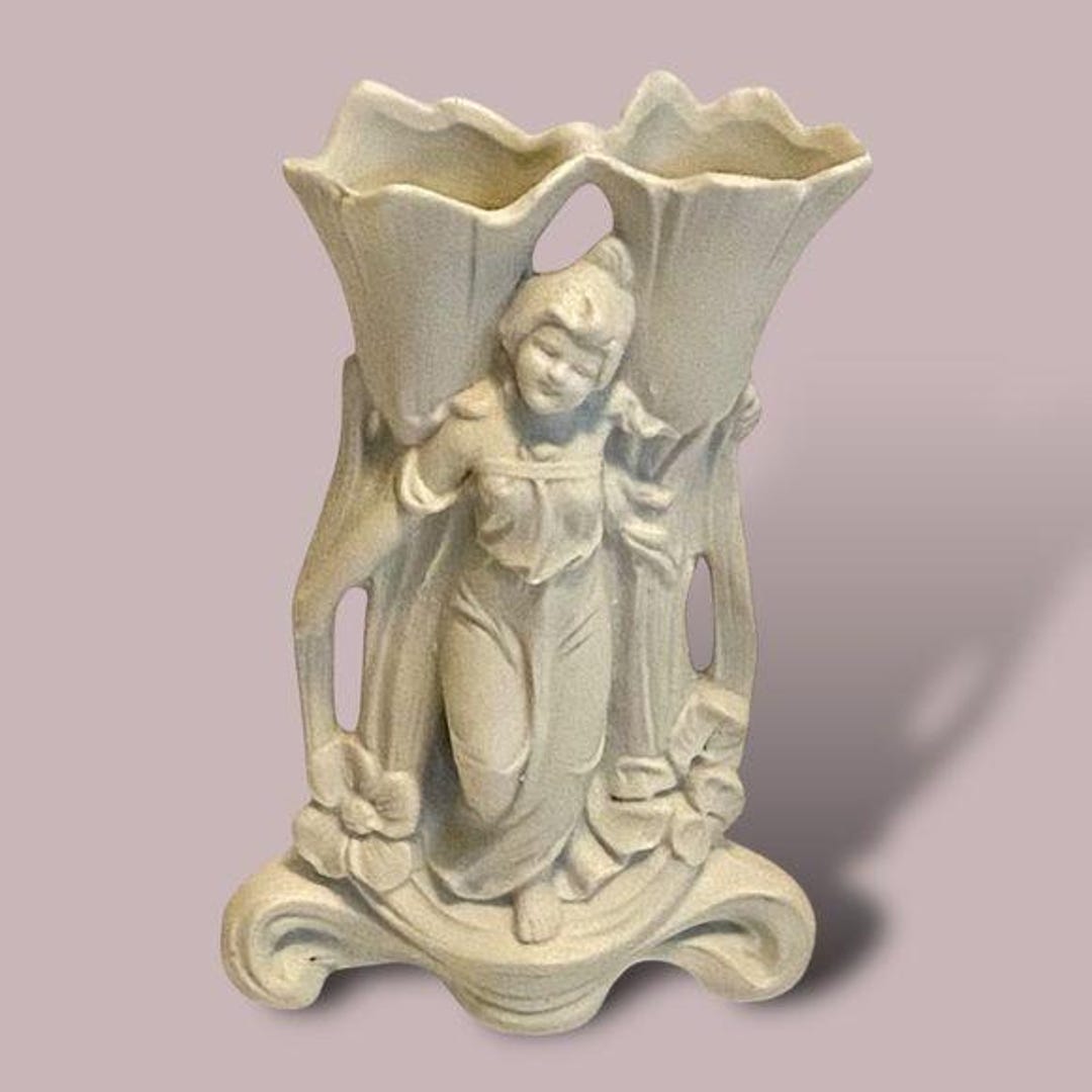 Vintage 1834 Germany Porcelain Bisque Double Flower Bud Vase 5.75” - Etsy