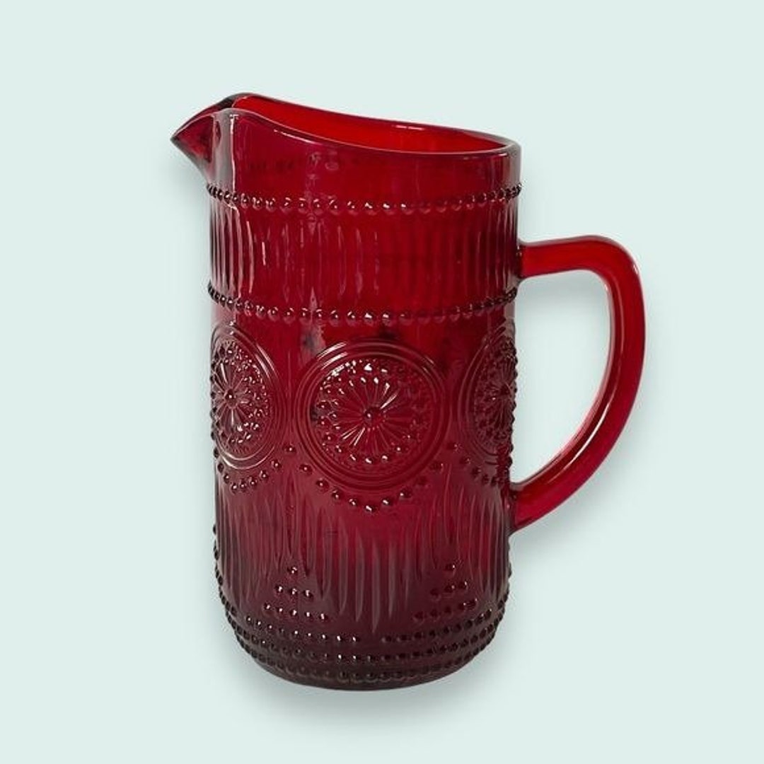 Rare Vintage the Pioneer Woman Adeline Ruby Red Glass 54oz Pitcher 8-1/ ...