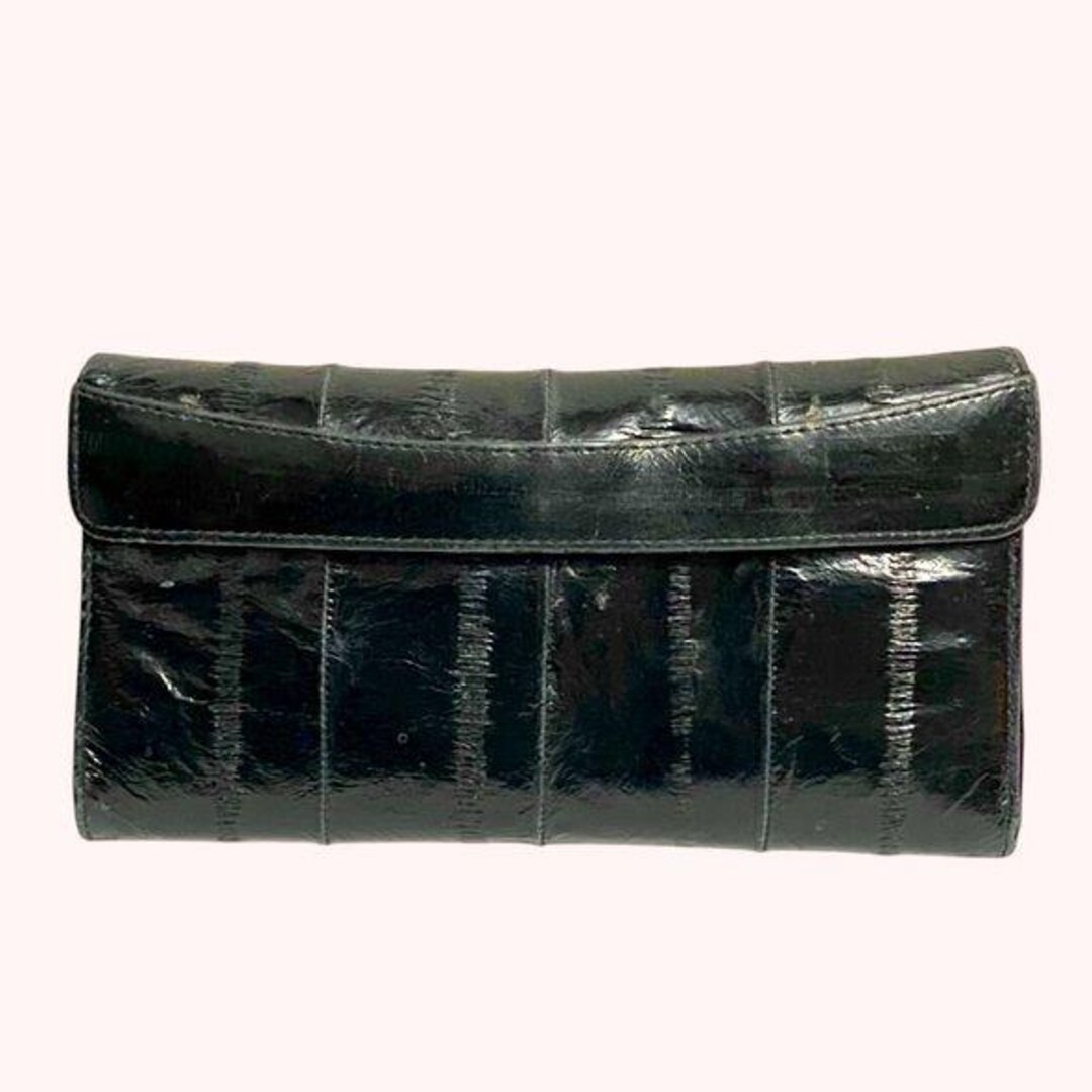 Vintage Black Genuine Eel Skin Wallet and Checkbook Holder - Etsy